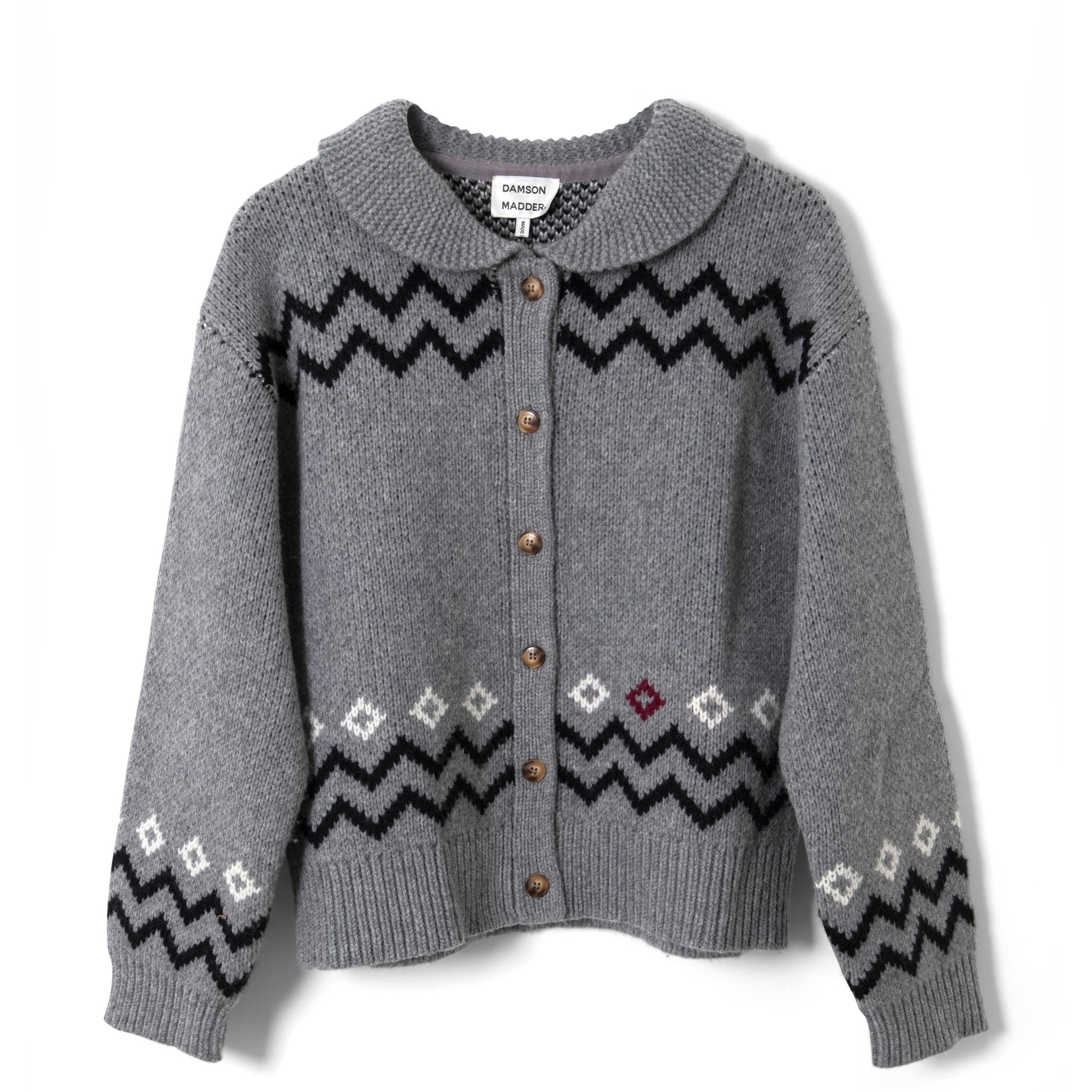 Damson Madder Cecily Collar Cardigan Bunny Intarsia | pam pam