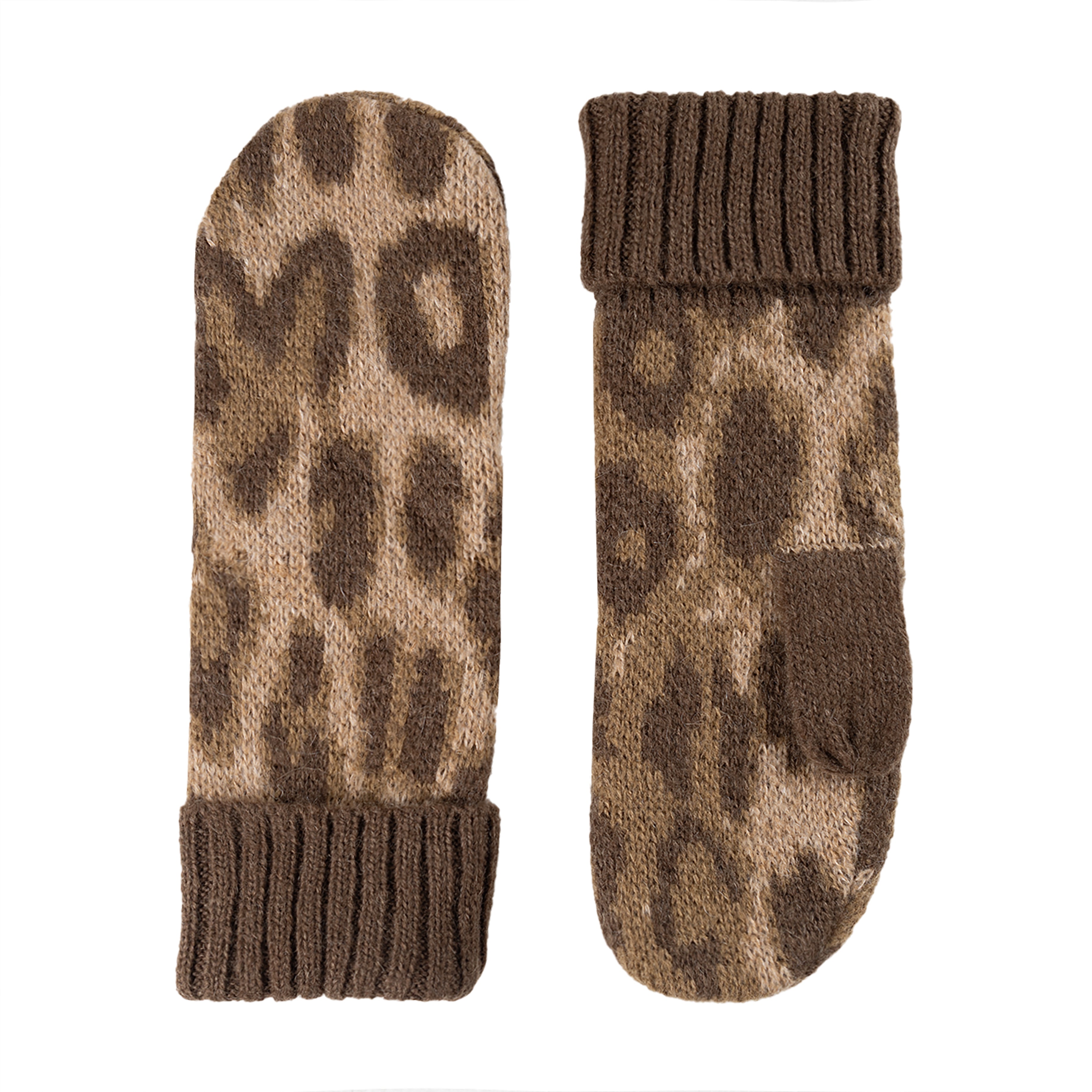 Damson Madder Fluffy Mittens Leopard | pam pam