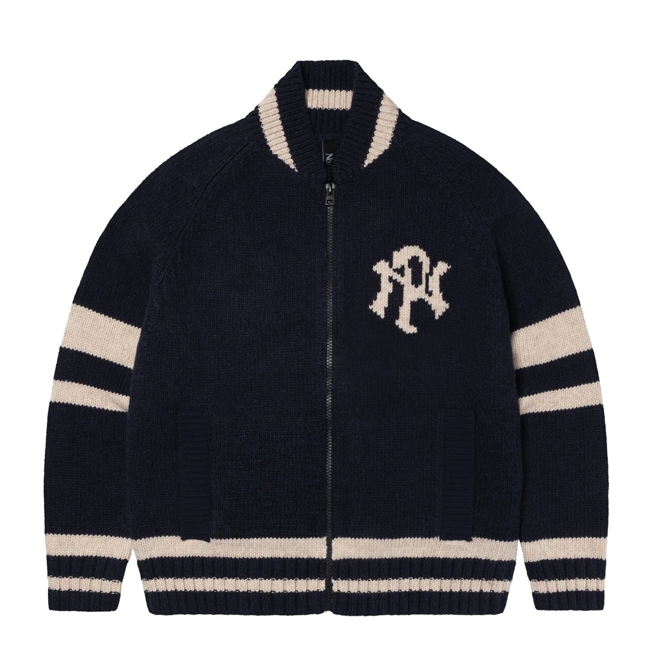 No Problemo NYP Varsity Zip Thru Knit Navy | pam pam